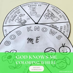 God Knows Me Coloring Wheel,sunday School Lesson Craft, Bible Scripture ...