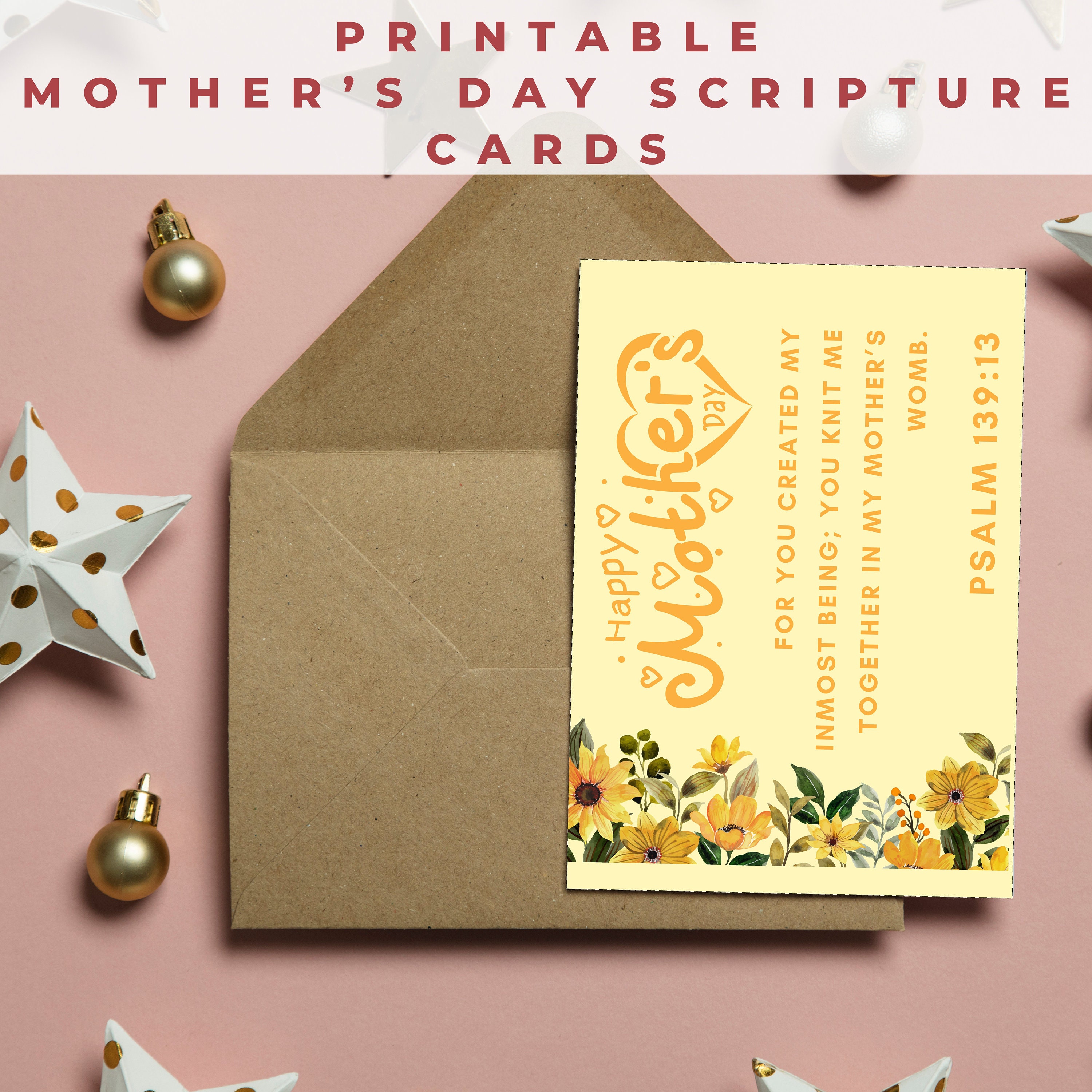 Mother's Day Scripture Cards Set of 4, Printable Mother's Day Craft ...