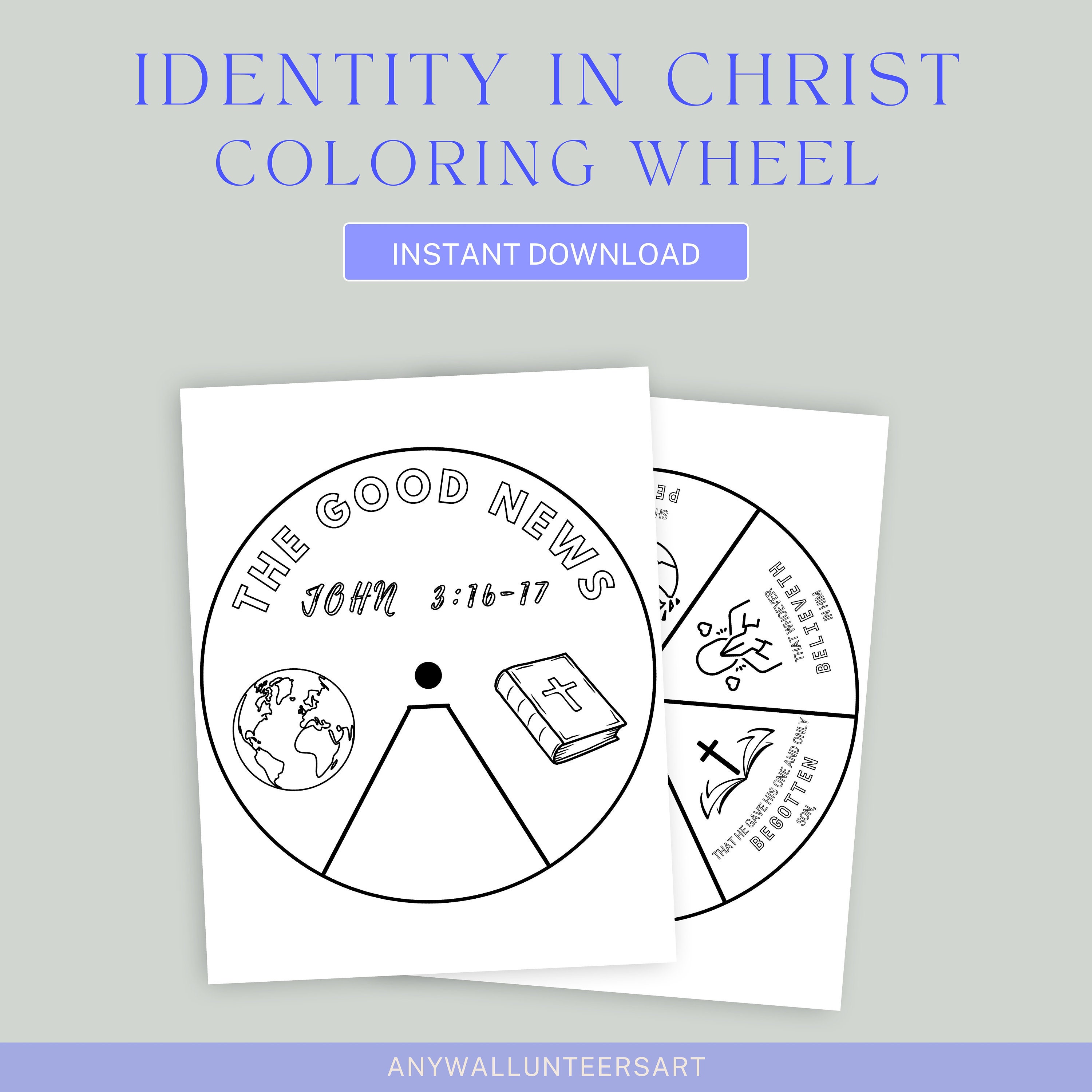 Identity in Christ Coloring Wheel, Printable Sunday School Lesson ...