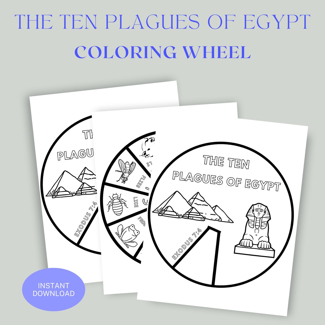 The Ten Plagues of Egypt Coloring Wheel, Printable Bible Activity, Kids ...