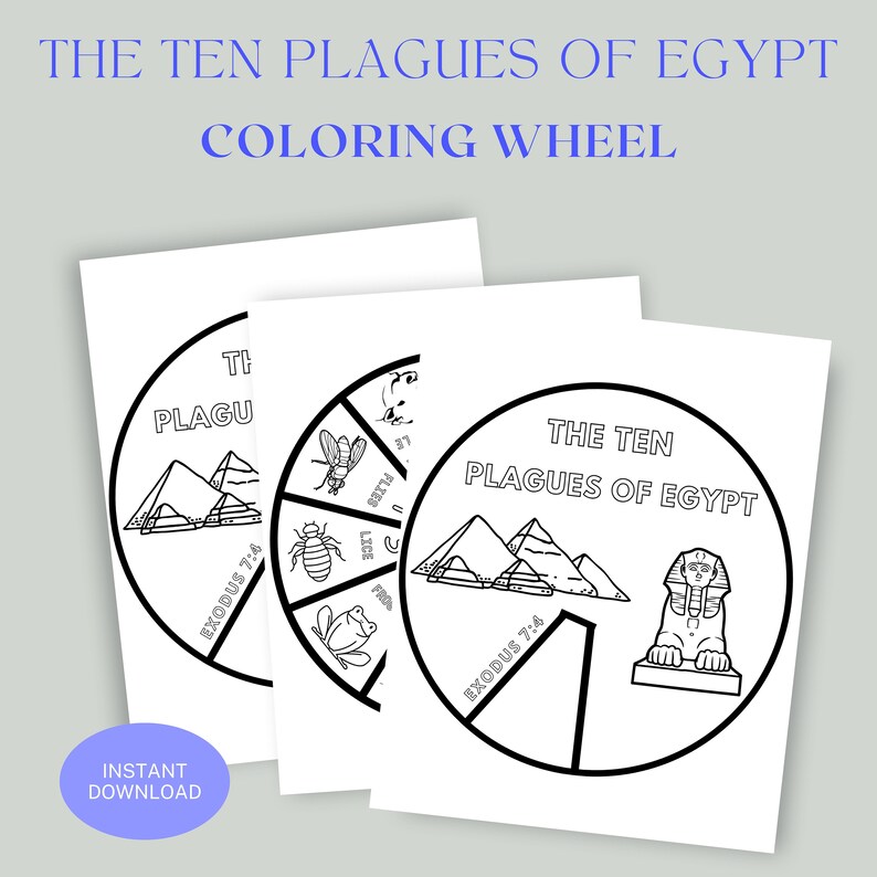 The Ten Plagues of Egypt Coloring Wheel, Printable Bible Activity, Kids ...