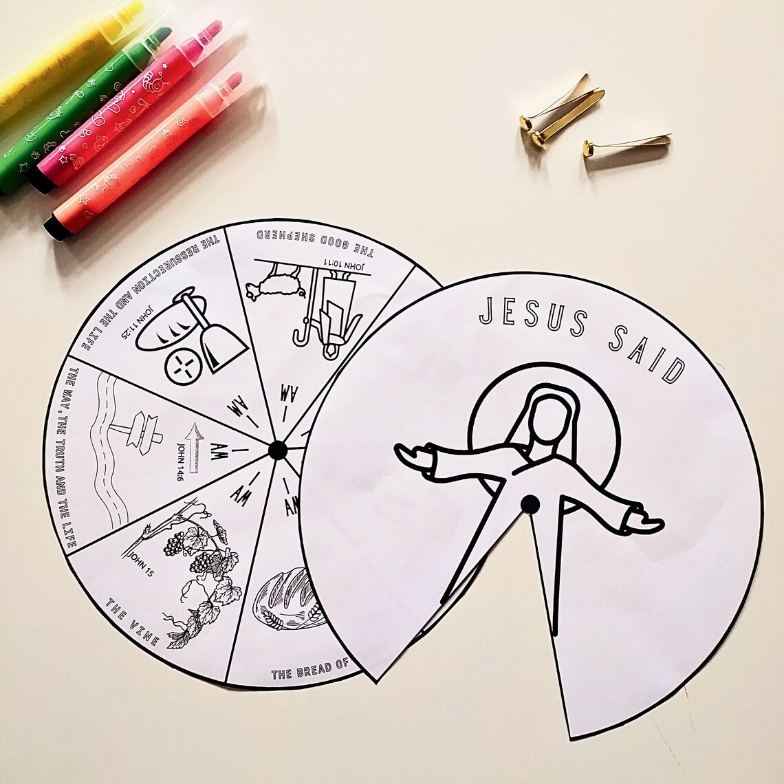 I Am Statements of Jesus Coloring Wheel, Printable Sunday School Lesson ...