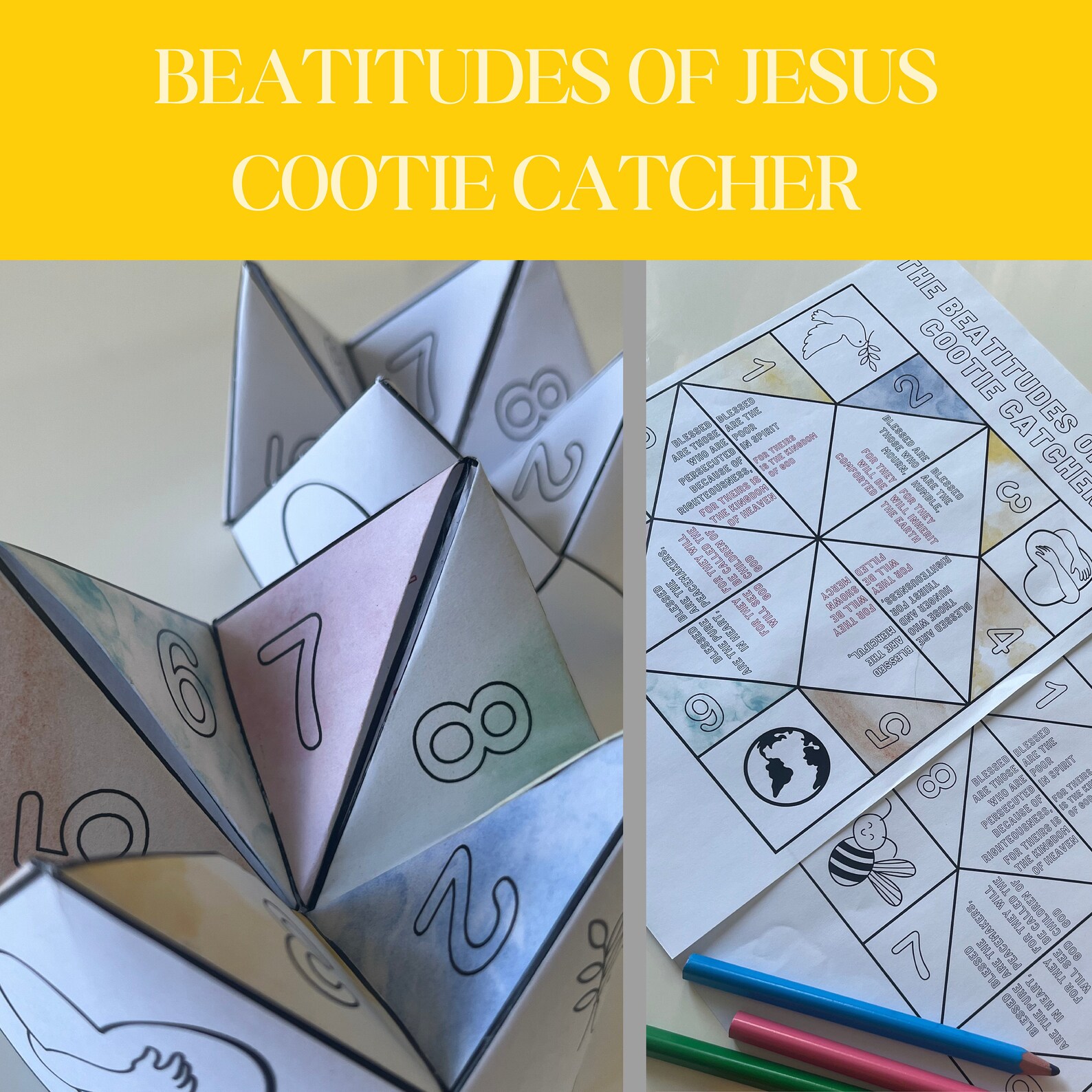 Beatitudes of Jesus Cootie Catcher Sunday School Bible Activity ...