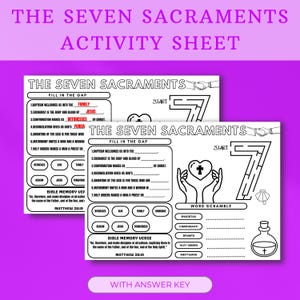 The Seven Sacraments Activity Sheet, Catholic Printable, Seven ...