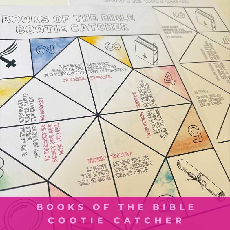 Books of the Bible Cootie Catcher | Christian Printable for Kids ...