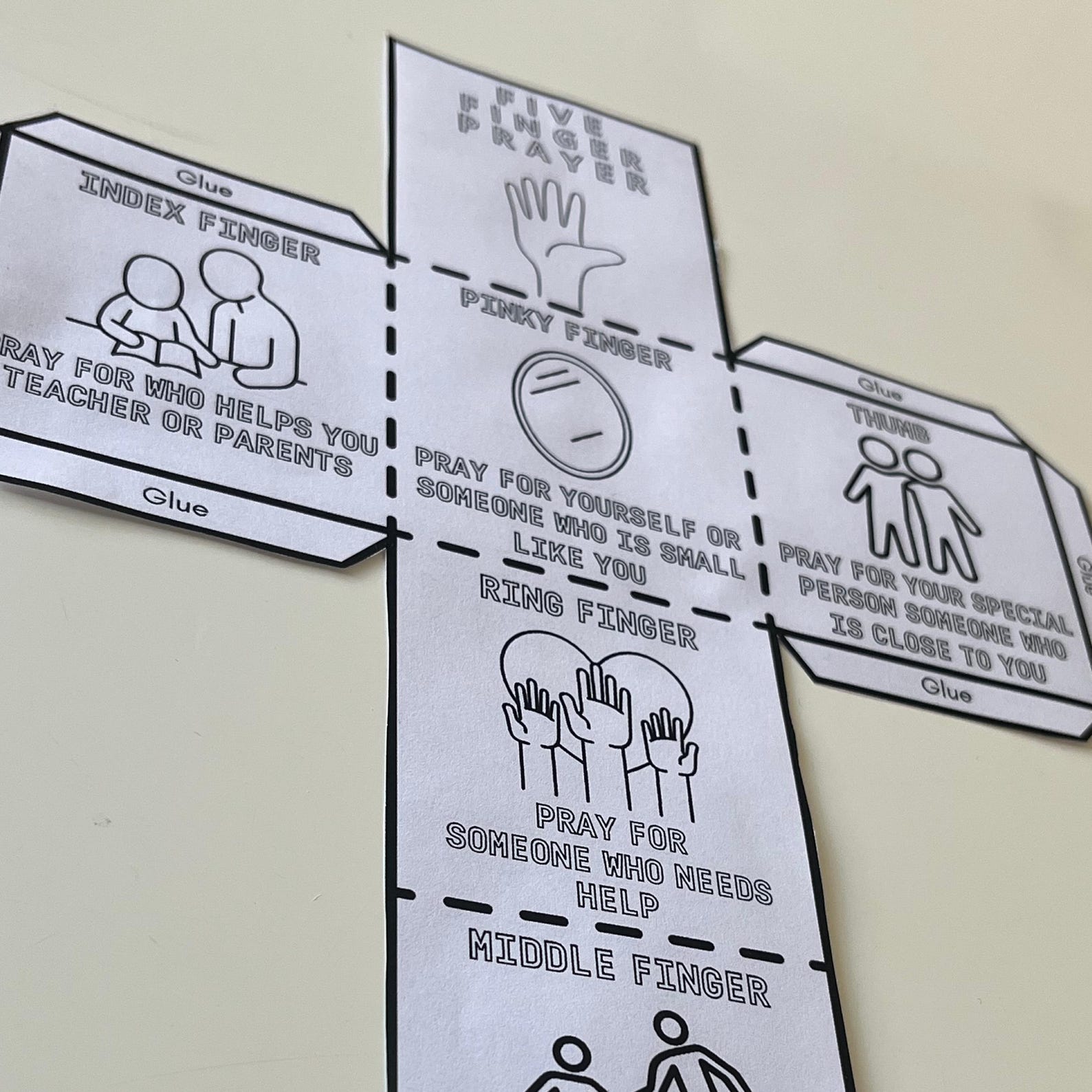 Five Finger Prayer Coloring Cube,printable Christian Craft,religious ...