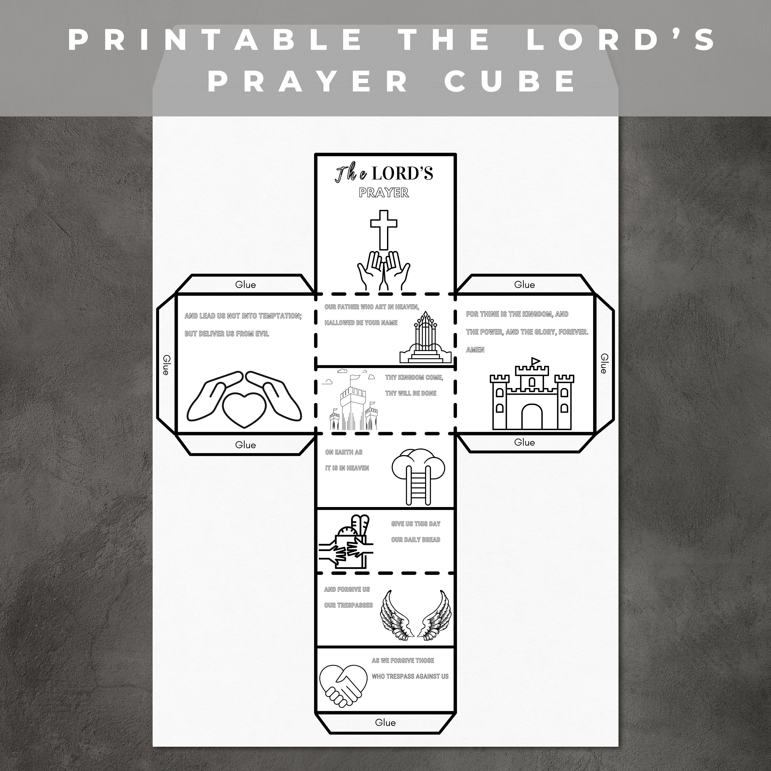 Printable the Lord's Prayer Cube ,bible Coloring Page Learning Sheet ...