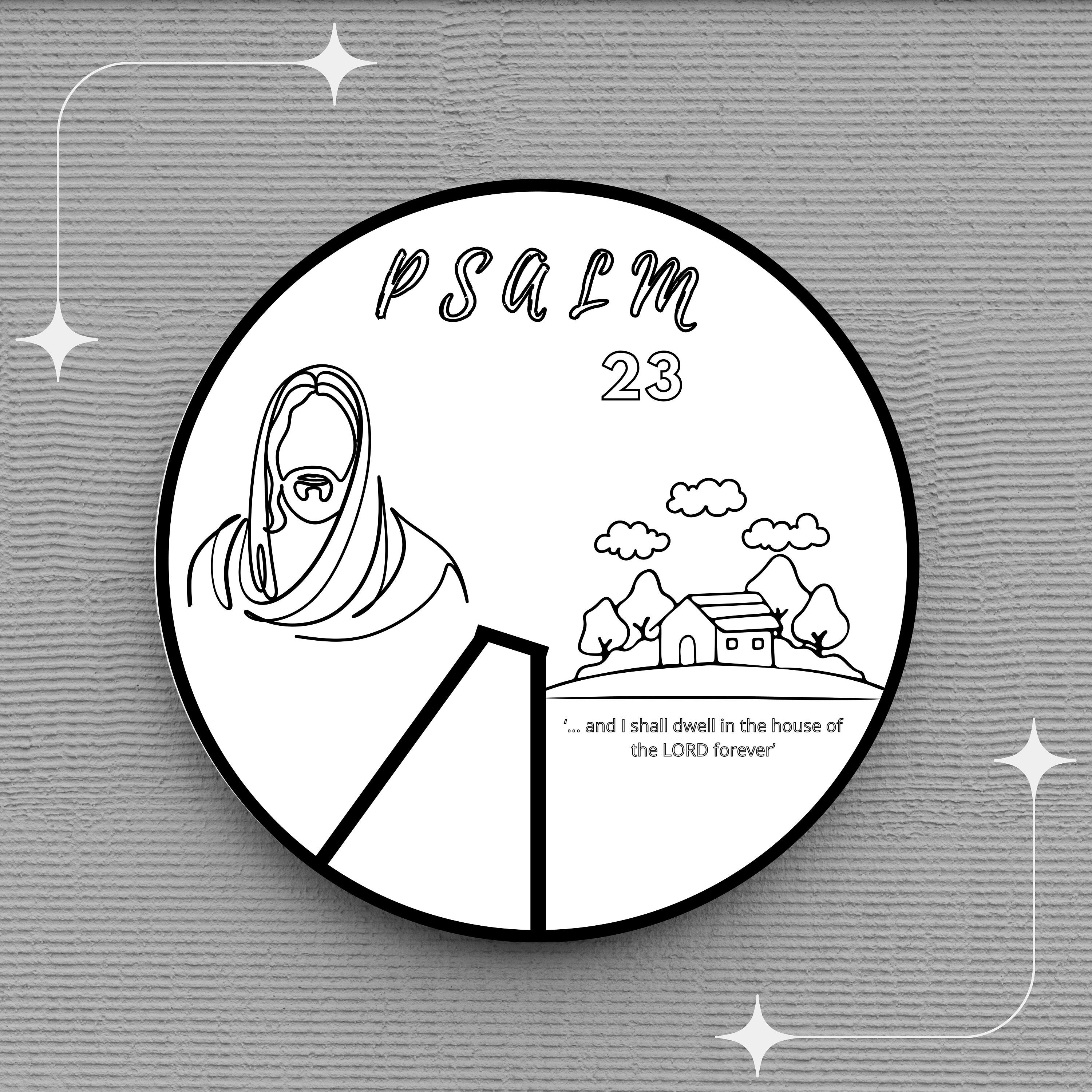 Psalm 23 Prayer Bible Coloring Wheel, Printable Bible Activity, Bible ...
