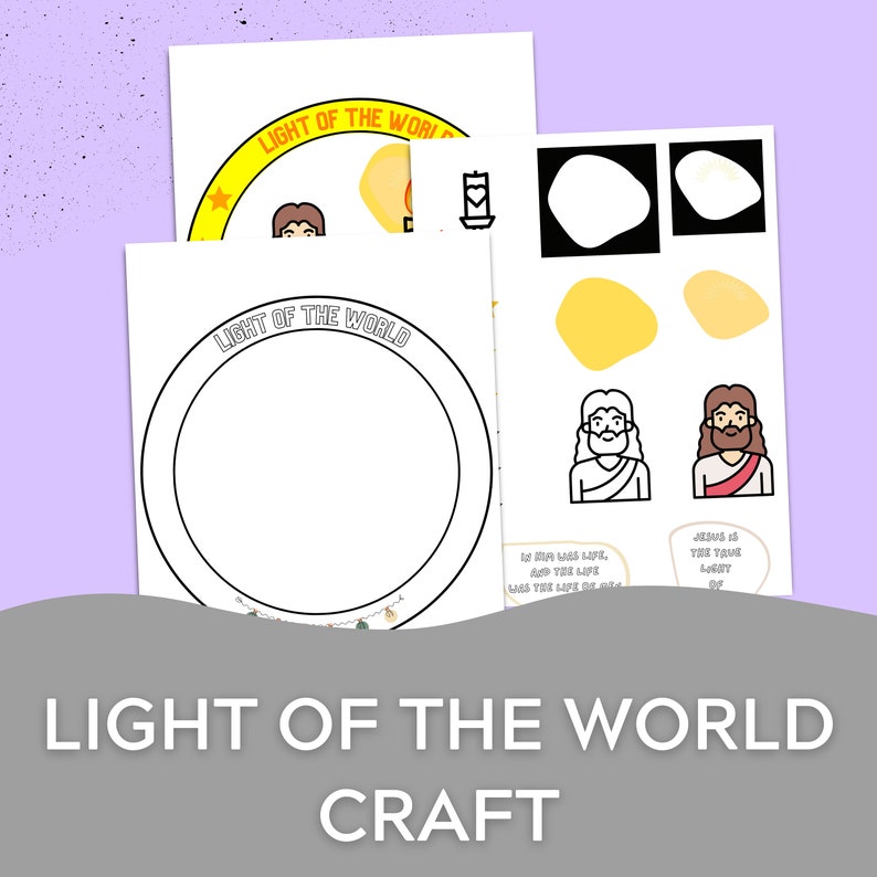 Light of the World Craft, Printable Sunday School Lesson, Christian ...