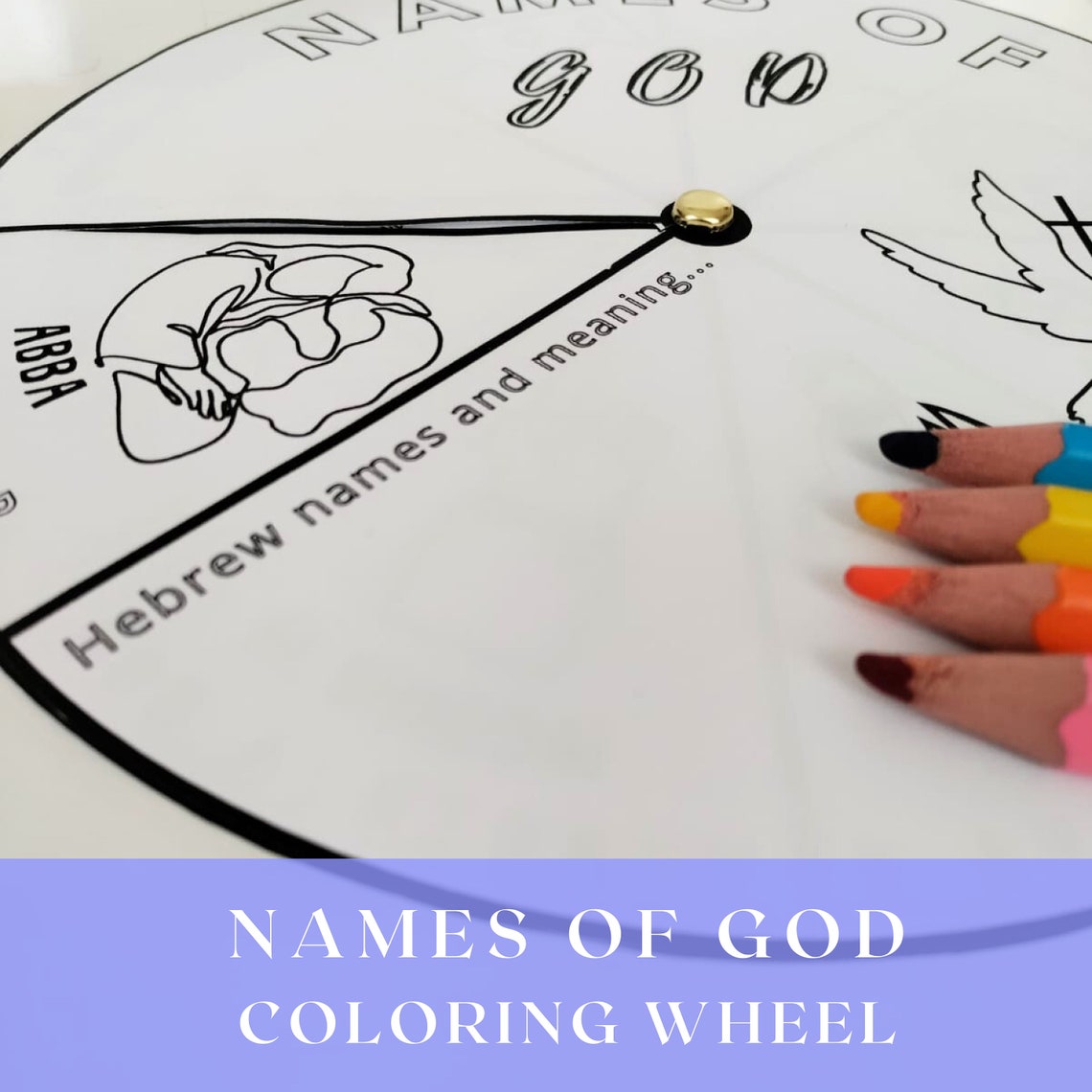 Names of God Coloring Wheel, Sunday School Lesson Craft, Bible ...
