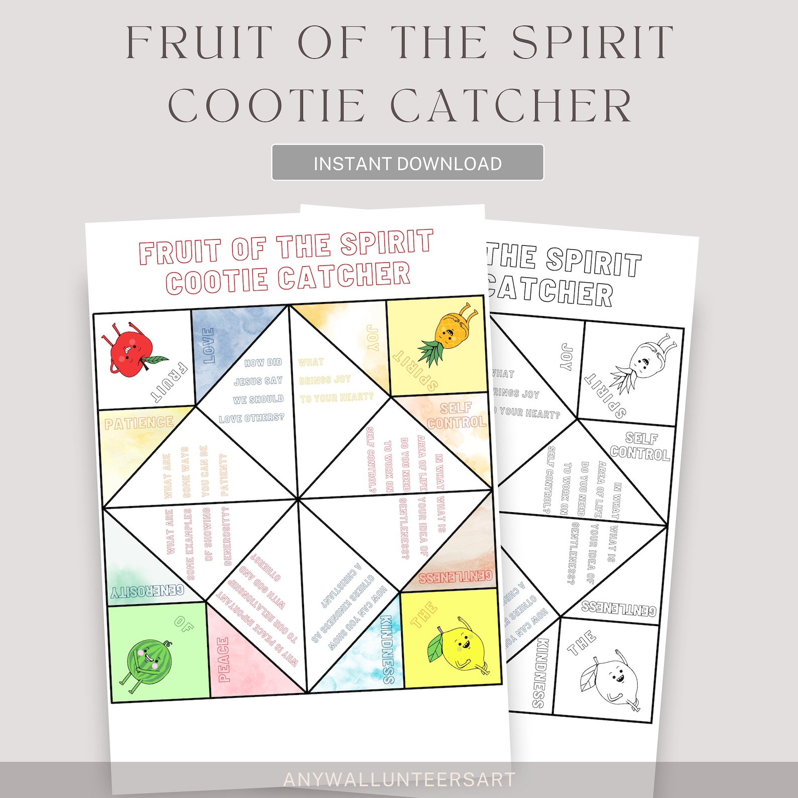 Fruit of the Spirit Cootie Catcher Sunday School Bible Activity, Fruit ...