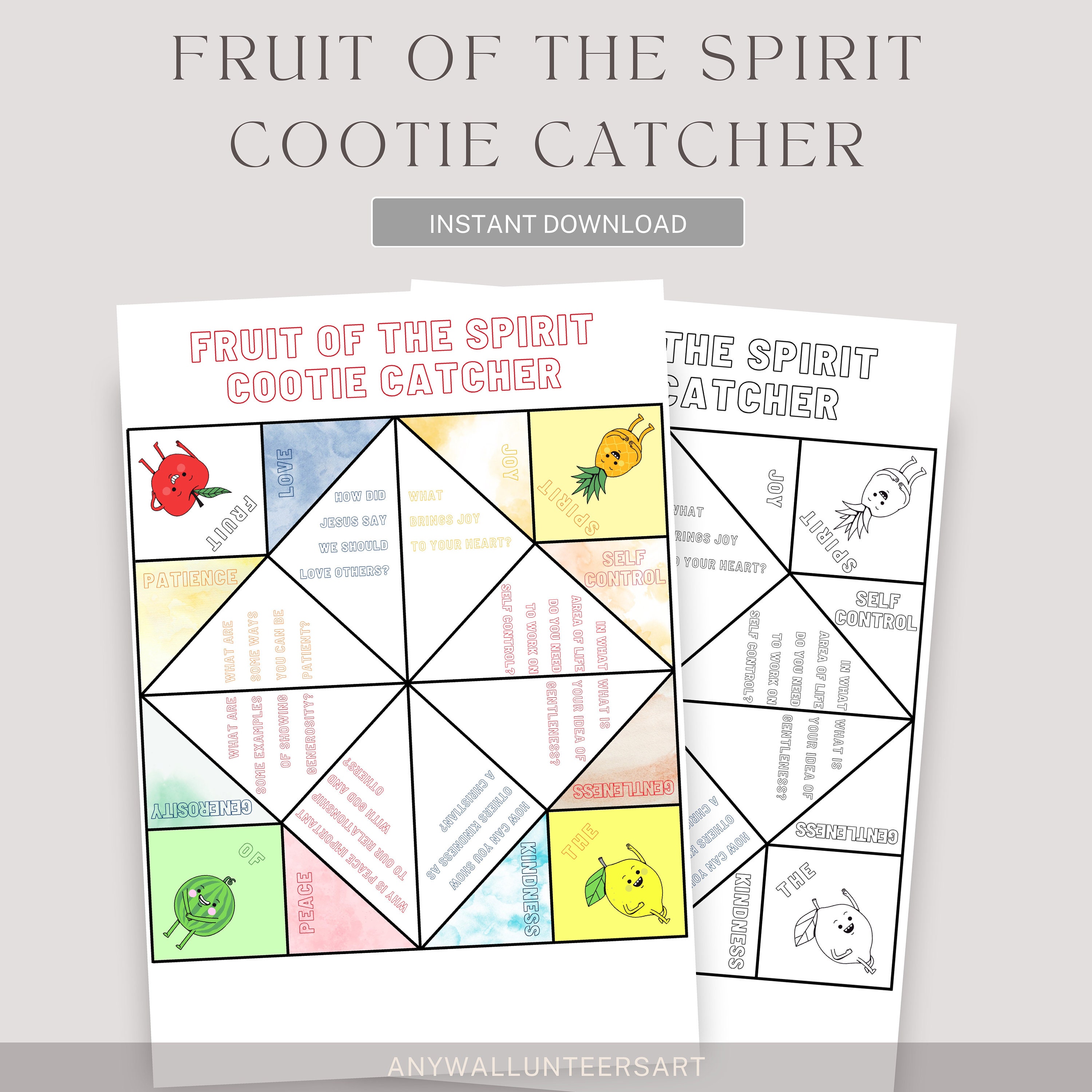 Fruit of the Spirit Cootie Catcher Sunday School Bible Activity, Fruit ...