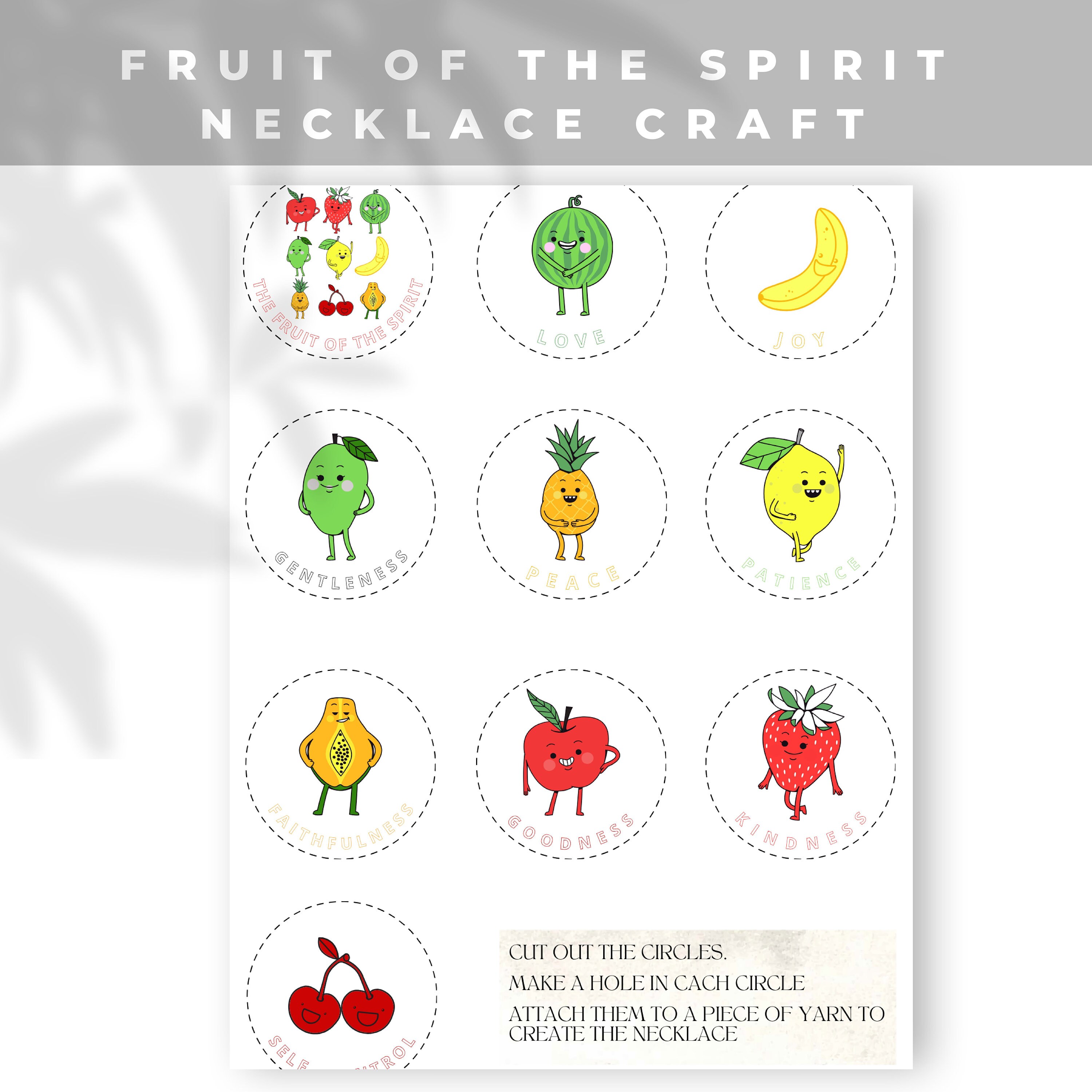 Galatians 5:12-13 Fruit of the Spirit Necklace Craft, Fruit of the ...