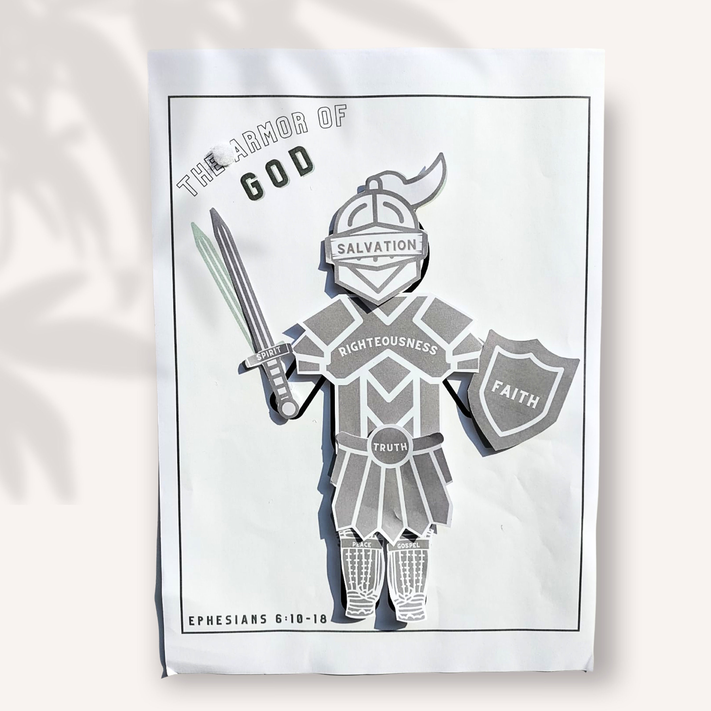 Ephesians 6:10-18 Armor of God Printable Activity, Sunday School Crafts ...