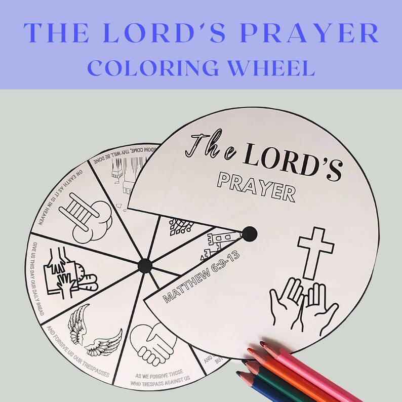 The Lord's Prayer Coloring Wheel for Kids, Teaching the Lord's Prayer ...