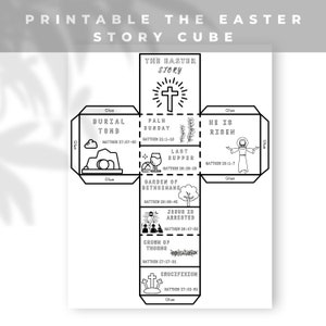 Easter Story Coloring Cube, Printable Bible Verse Activity, Easter ...