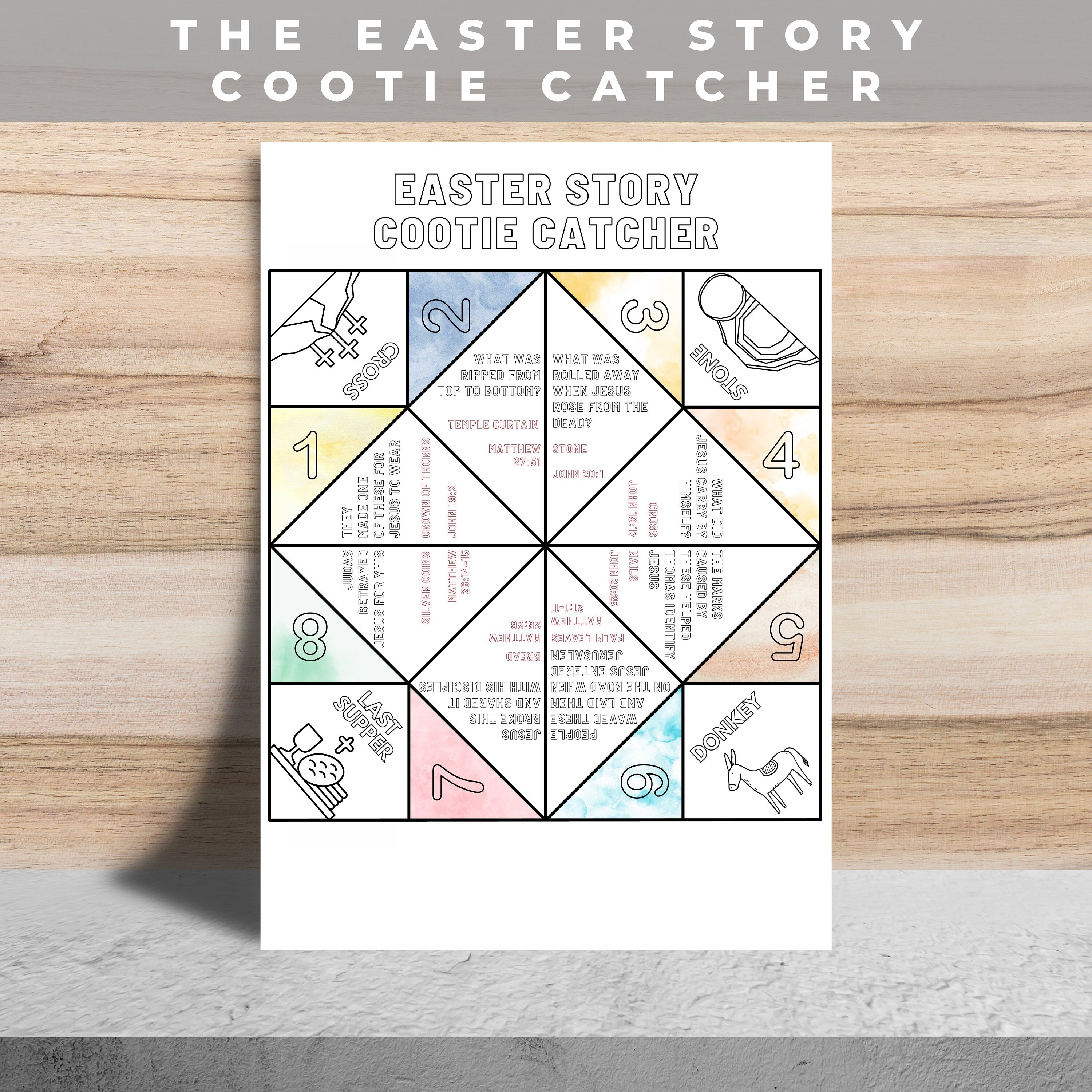 The Easter Story Cootie Catcher, Printable Sunday School Bible Activity ...