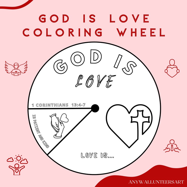 God is Love Coloring Wheel, Printable Sunday School Lesson, Bible Verse ...