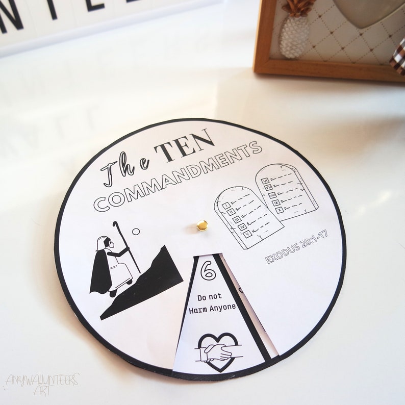 The Ten Commandments Exodus Moses Old Testament Coloring Spinner Wheel ...