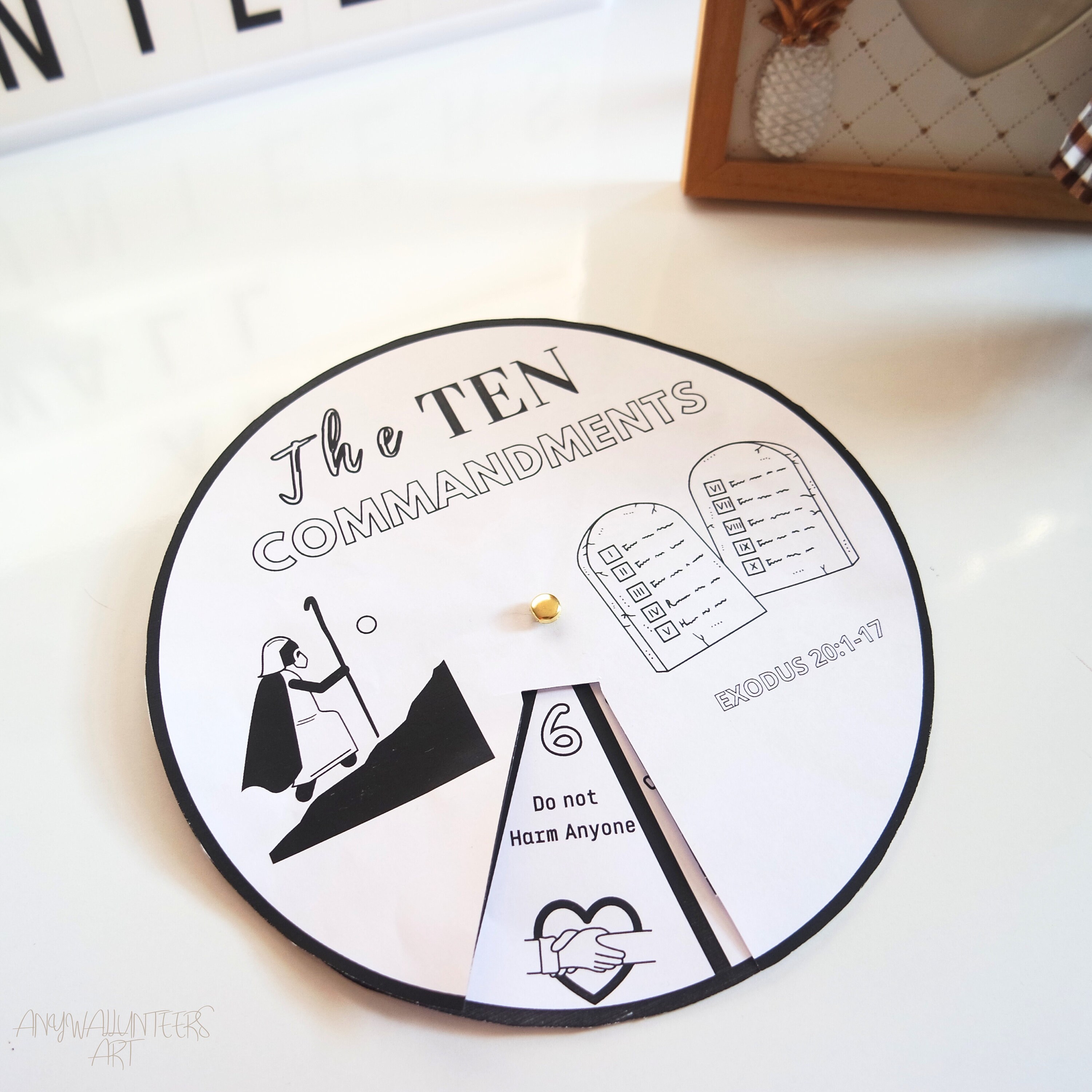 The Ten Commandments Exodus Moses Old Testament Coloring Spinner Wheel ...
