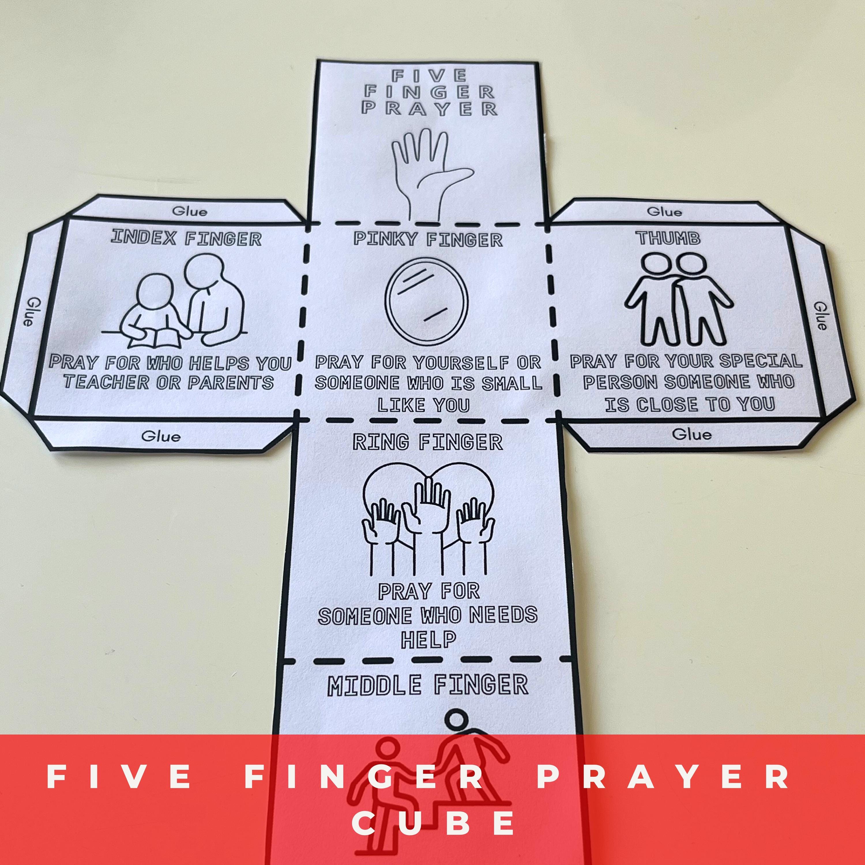 Five Finger Prayer Coloring Cube,printable Christian Craft,religious ...