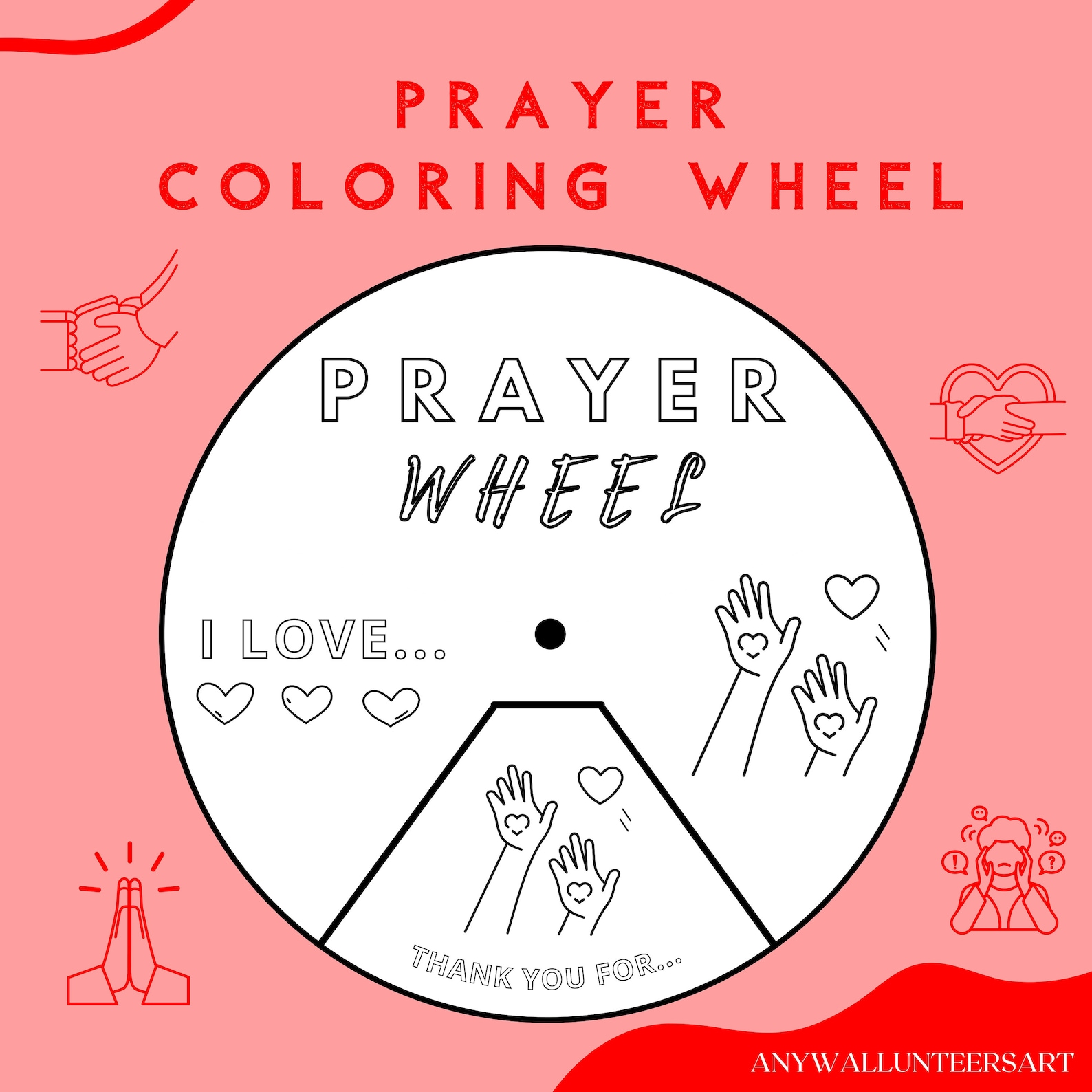 Printable Prayer Wheel for Kids, Bible Coloring Page Learning Sheet ...