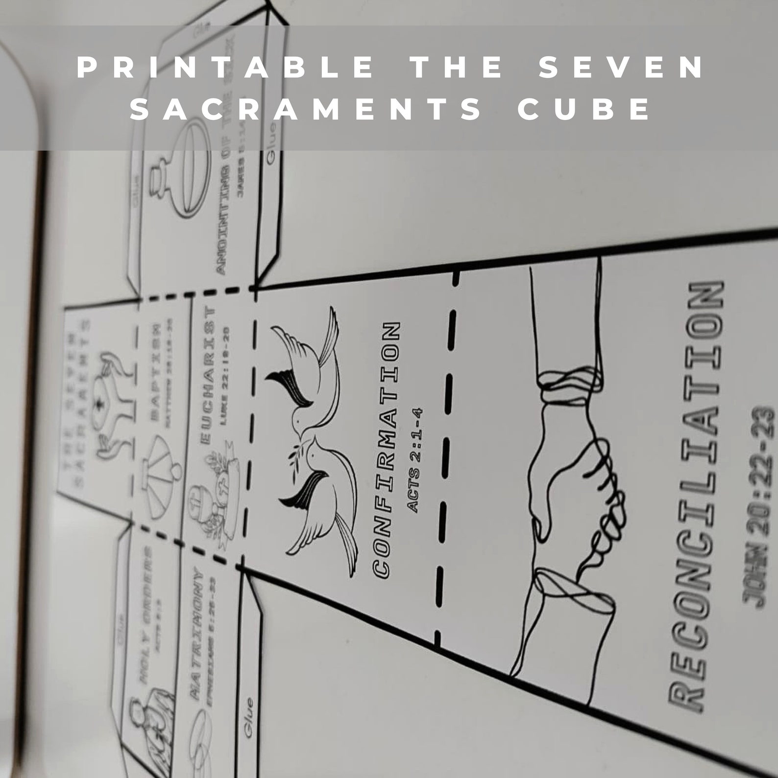The Seven Sacraments Cube, Bible Coloring Page Learning Sheet ...