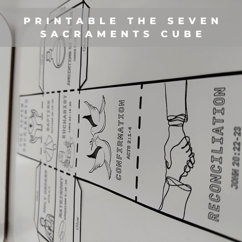 The Seven Sacraments Cube, Bible Coloring Page Learning Sheet ...