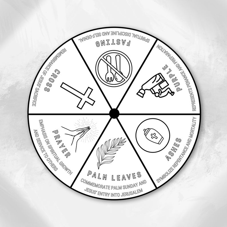 The Symbols of Lent Coloring Wheel, Printable Sunday School Lesson ...
