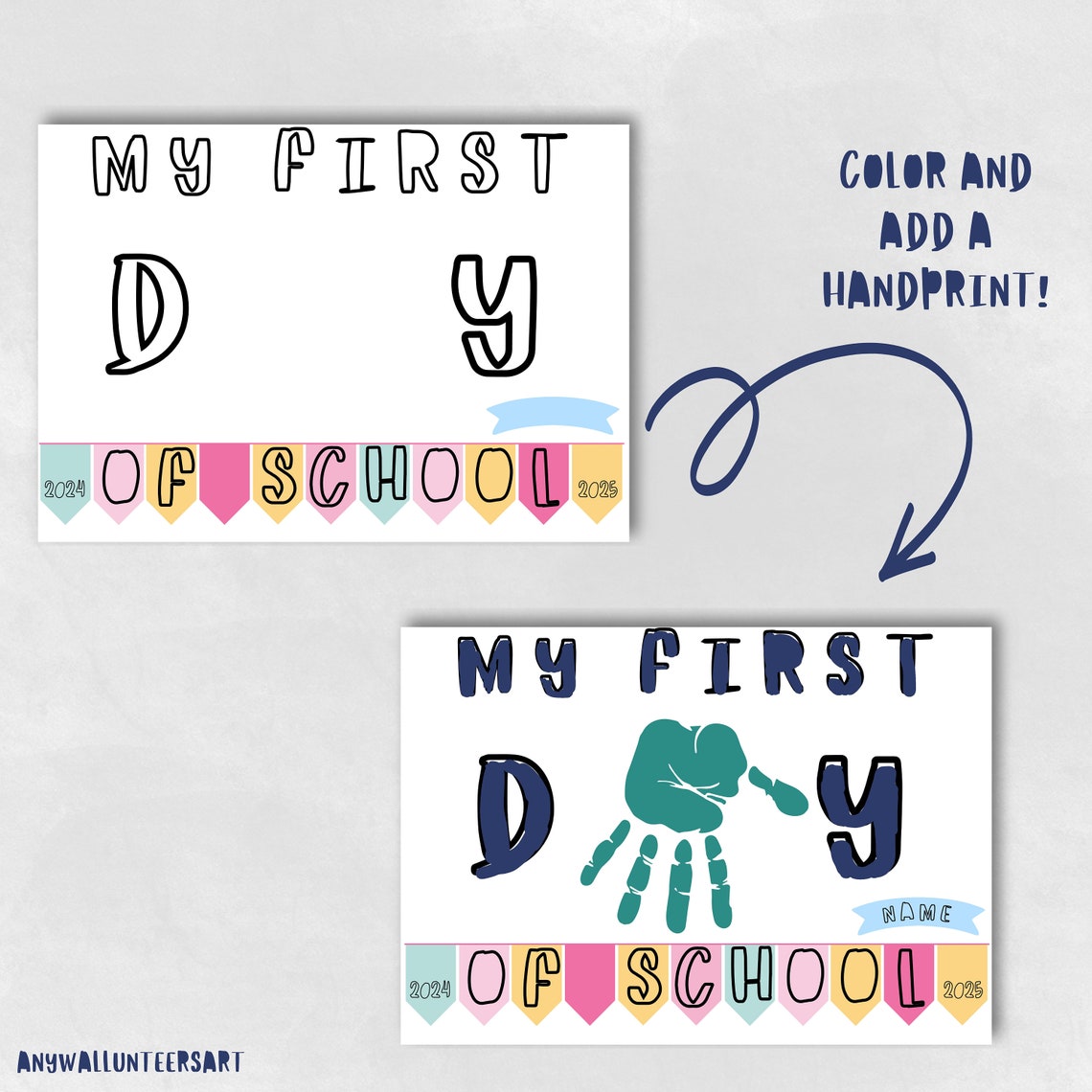My First Day of School Handprint Craft,back to School Handprint Art ...