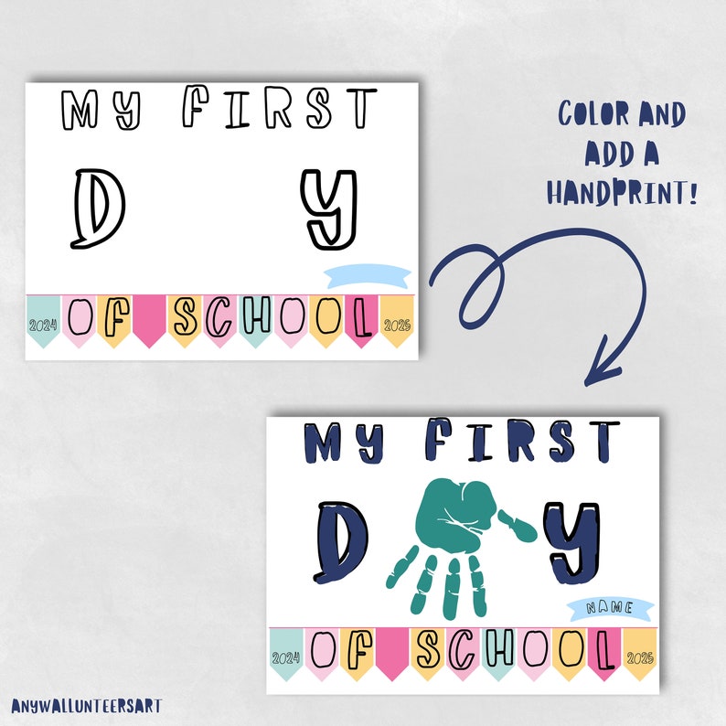 My First Day of School Handprint Craft,back to School Handprint Art ...
