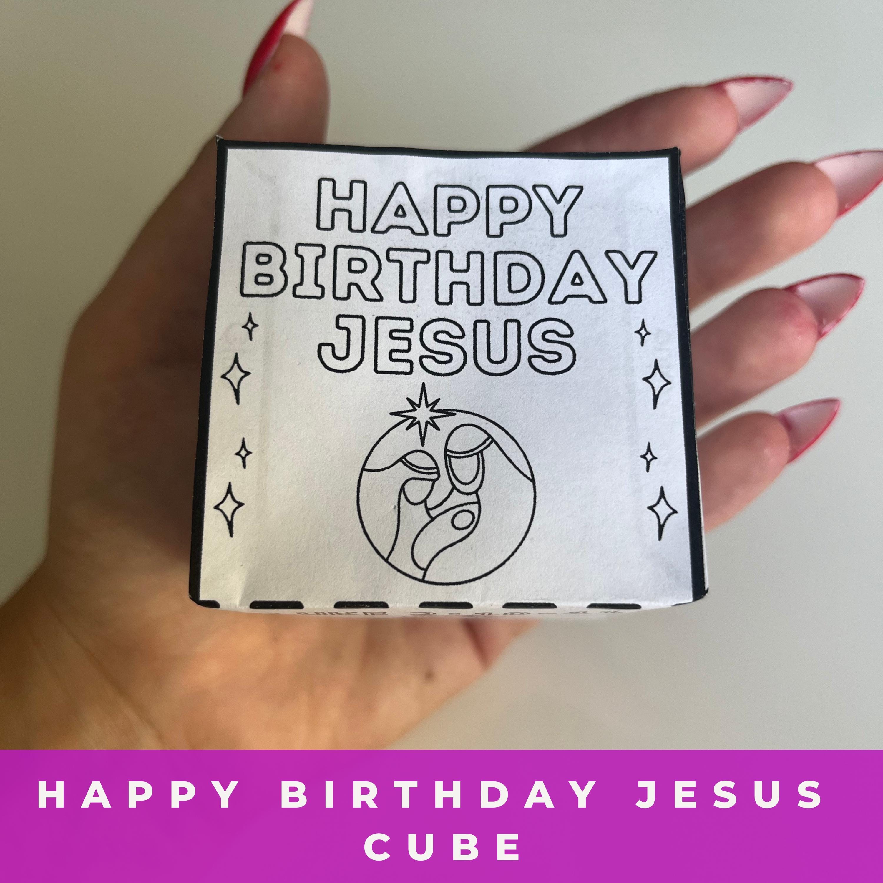 Happy Birthday Jesus Coloring Cube, Christmas Christian Craft,printable ...