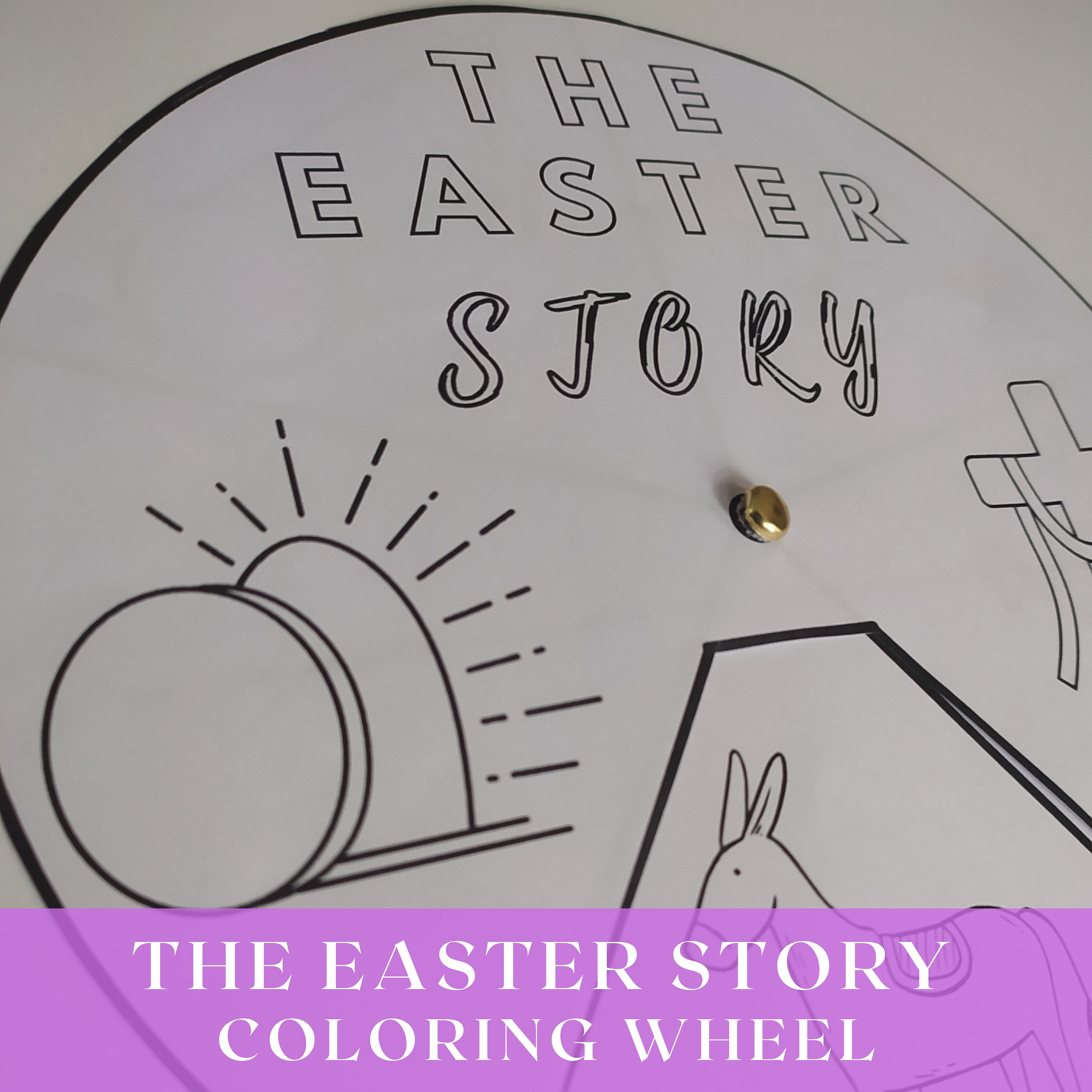 The Easter Story Coloring Wheel,kids Bible Coloring Printable Christian ...