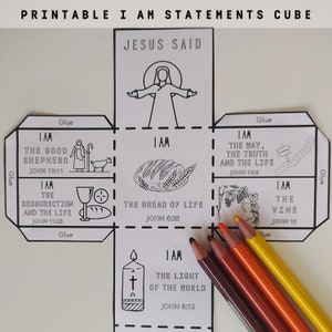 I Am Statements of Jesus Coloring Cube, Printable Sunday School Lesson ...