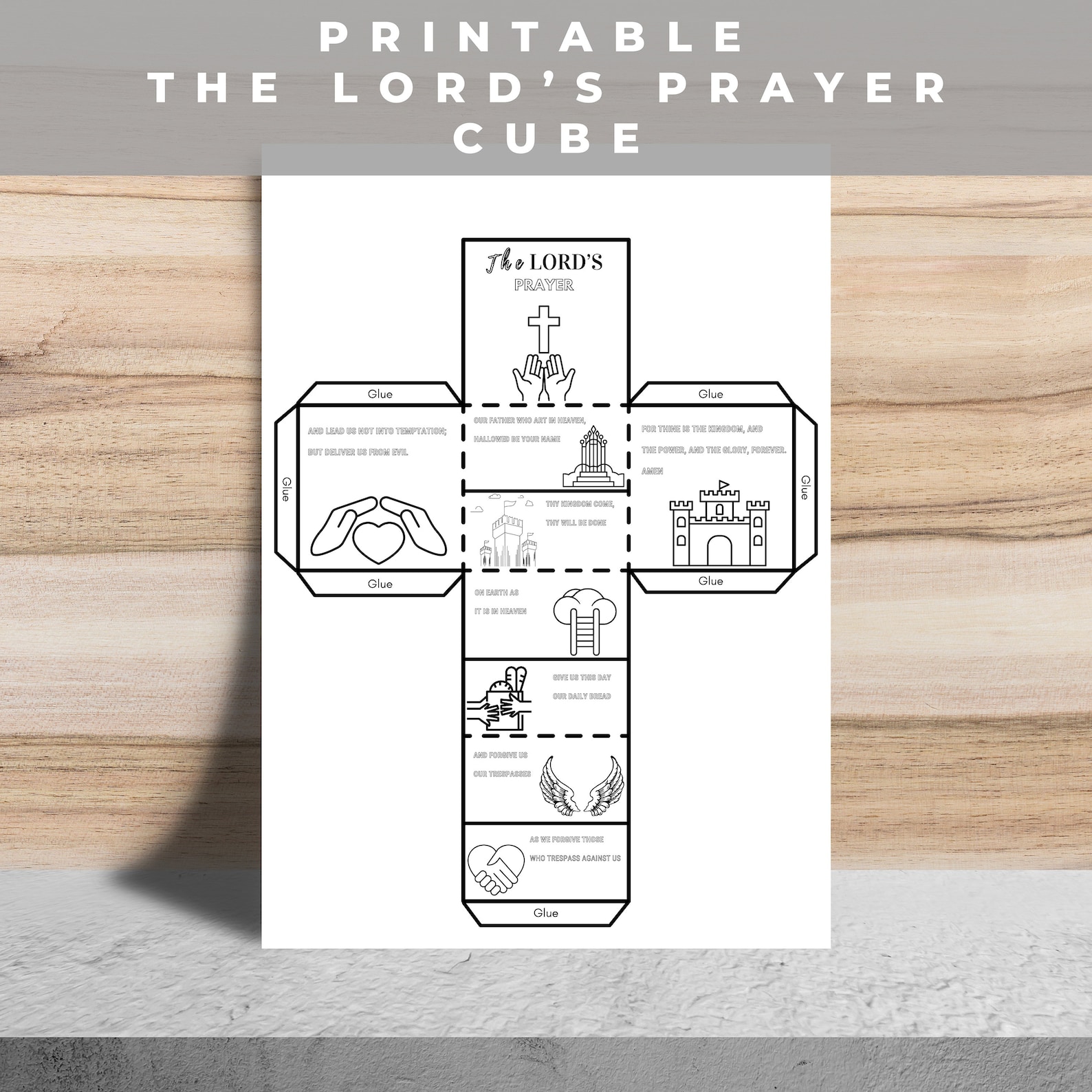 Printable the Lord's Prayer Cube ,bible Coloring Page Learning Sheet ...