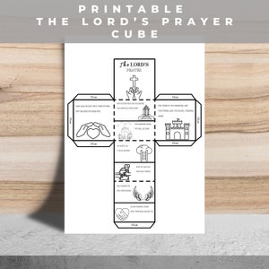 Printable the Lord's Prayer Cube ,bible Coloring Page Learning Sheet ...