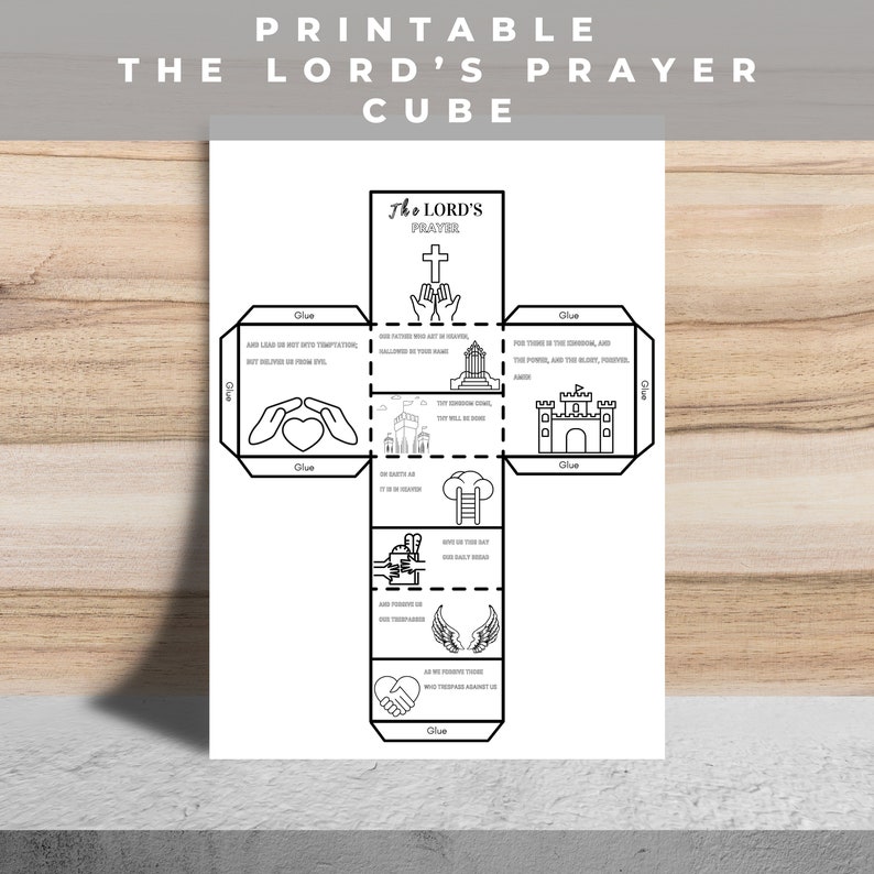 Printable the Lord's Prayer Cube ,bible Coloring Page Learning Sheet ...