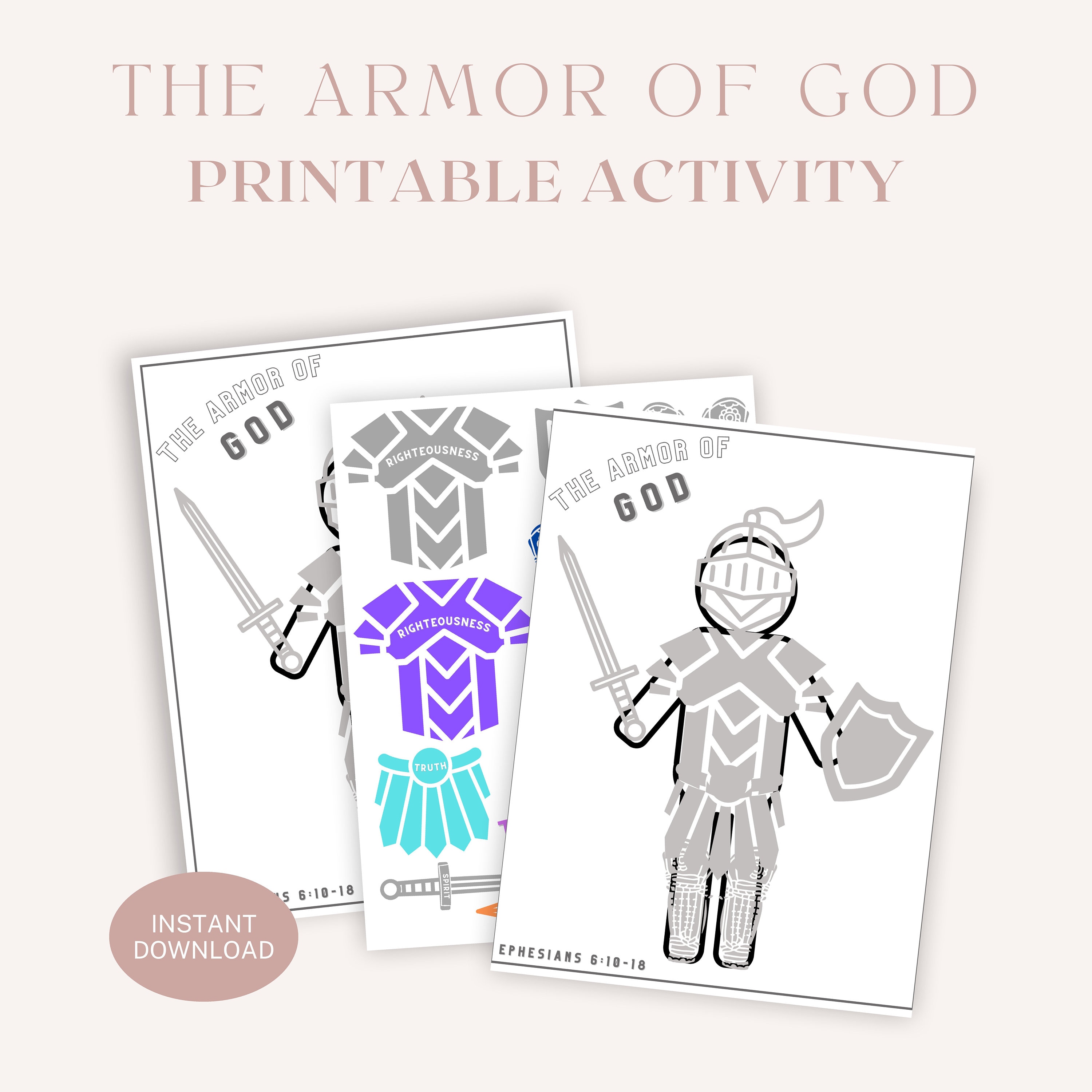 Ephesians 6:10-18 Armor of God Printable Activity, Sunday School Crafts ...