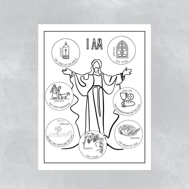 I Am Statements of Jesus Coloring Wheel, Printable Sunday School Lesson ...