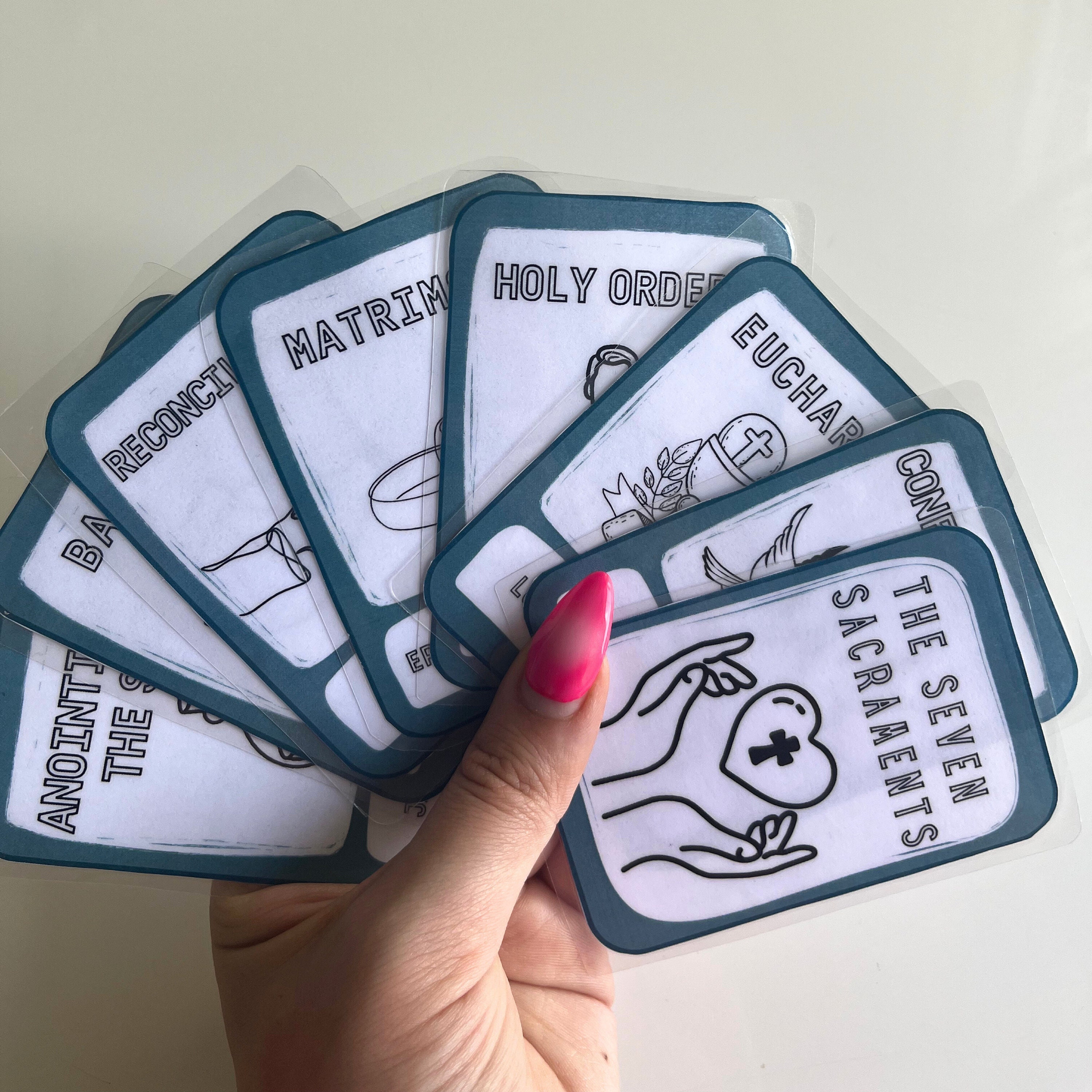 The Seven Sacraments Coloring Flash Card, Printable Sunday School ...
