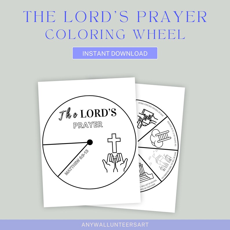 The Lord's Prayer Coloring Wheel for Kids, Teaching the Lord's Prayer ...