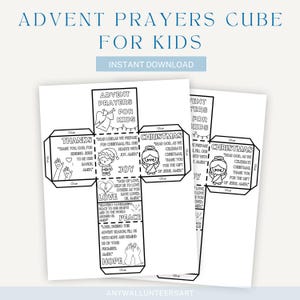 Advent Prayers Coloring Cube for Kids, Printable Christmas Activity ...
