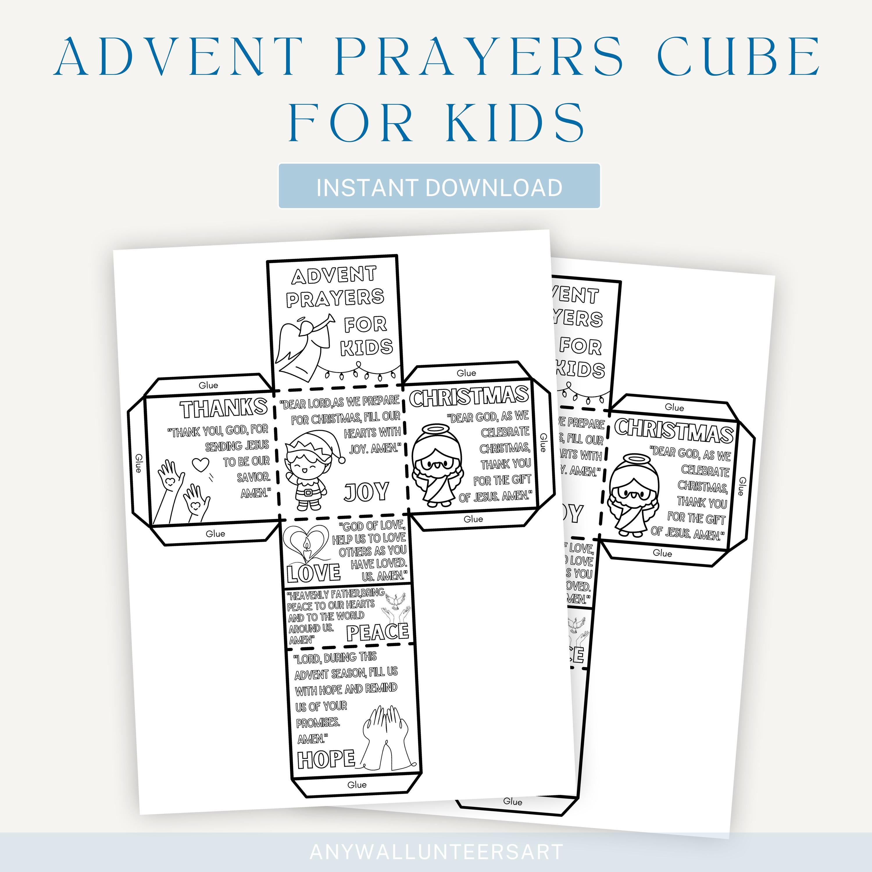Advent Prayers Coloring Cube for Kids, Printable Christmas Activity ...