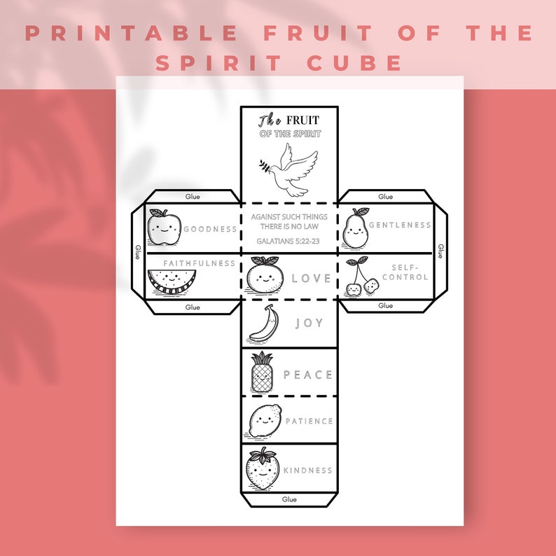 Printable Fruit of the Spirit Cube, Bible Verse Craft (digital Download ...