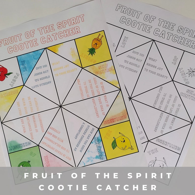 Fruit of the Spirit Cootie Catcher Sunday School Bible Activity, Fruit ...