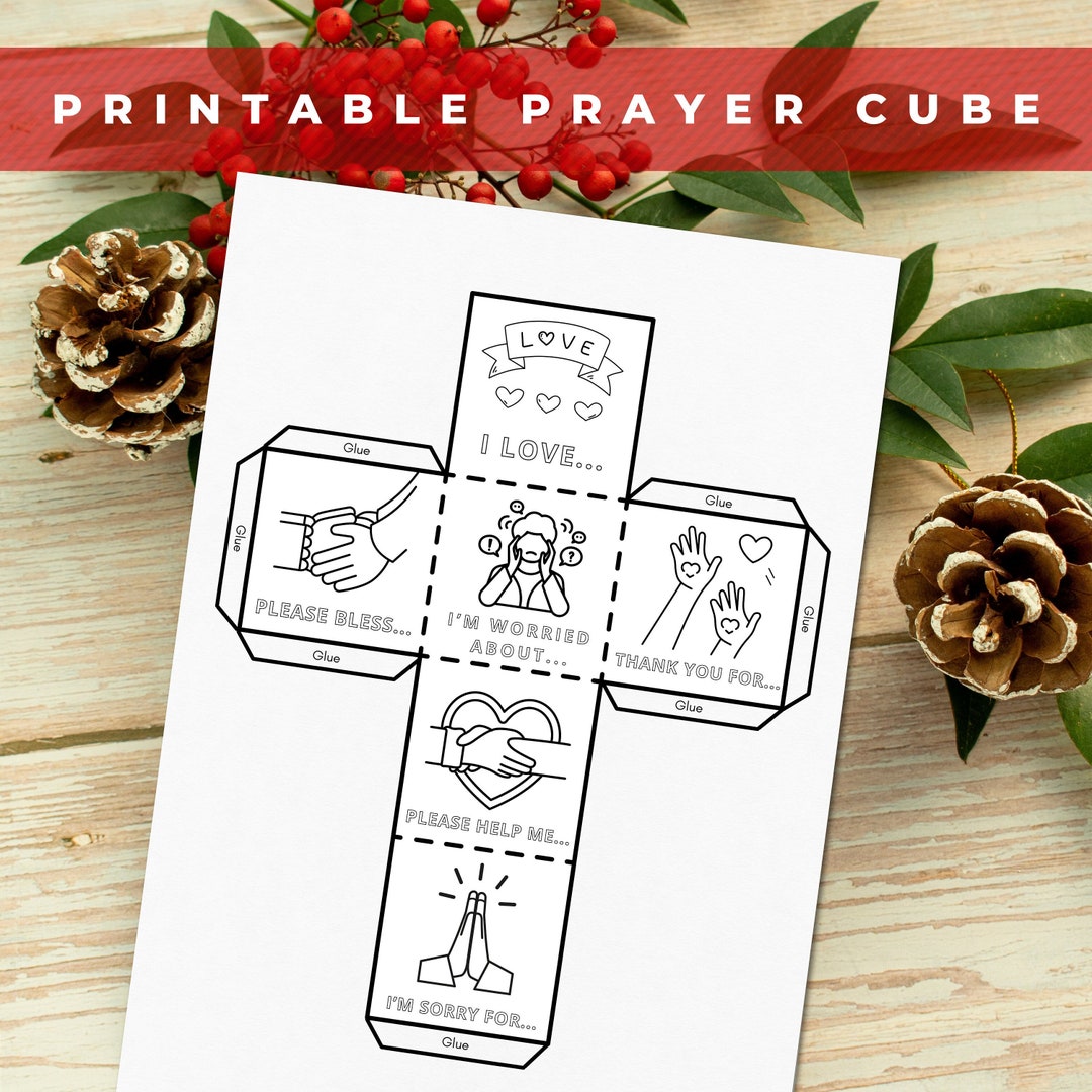 Printable Prayer Cube for Kids, Bible Coloring Page Learning Sheet ...