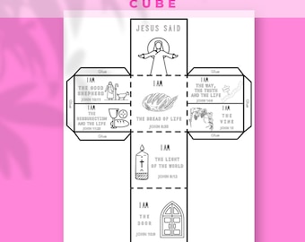 I Am Statements of Jesus Coloring Cube, Printable Sunday School Lesson ...