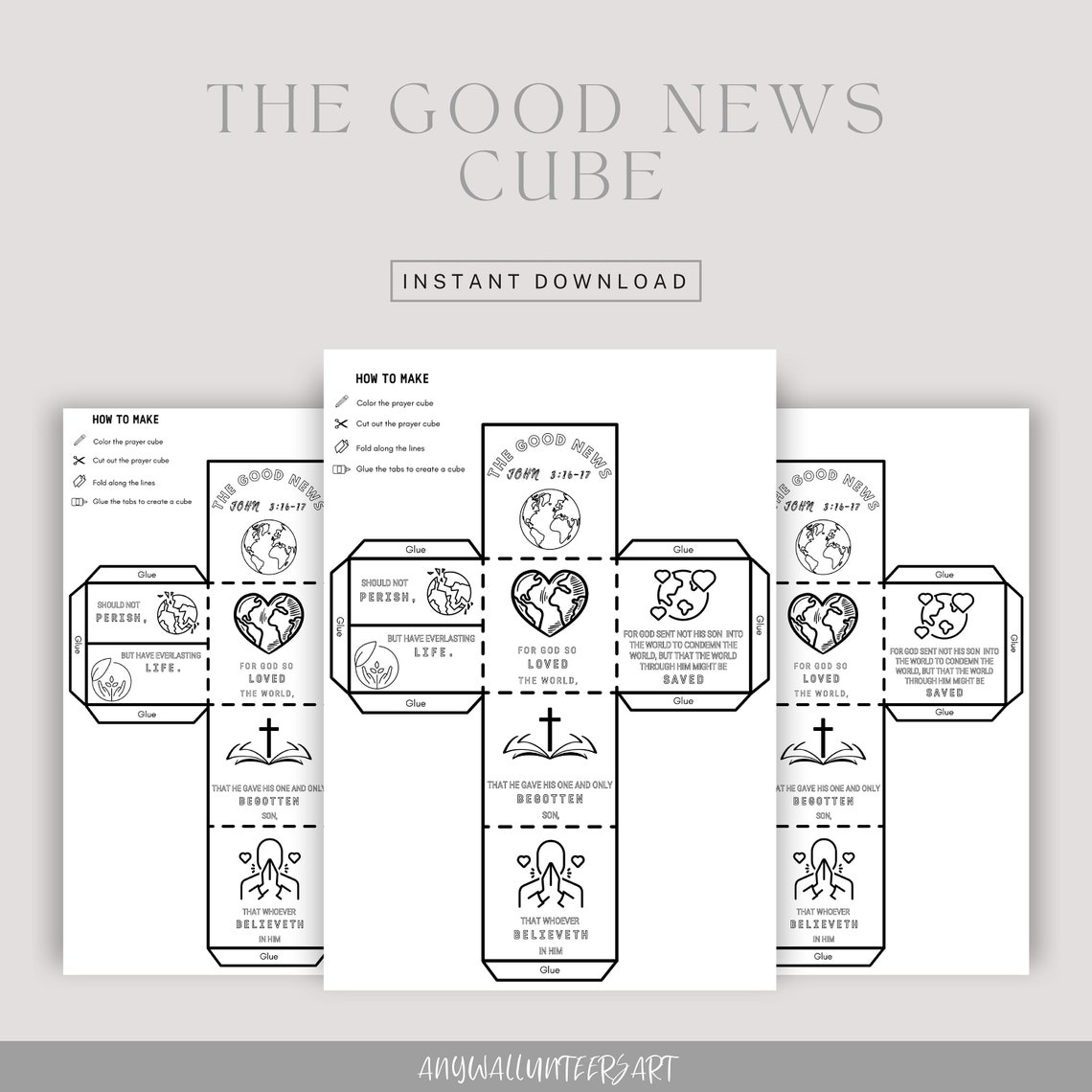 The Good News Coloring Cube, Printable Sunday School Craft, Bible Coloring Page, Bible Verse ...
