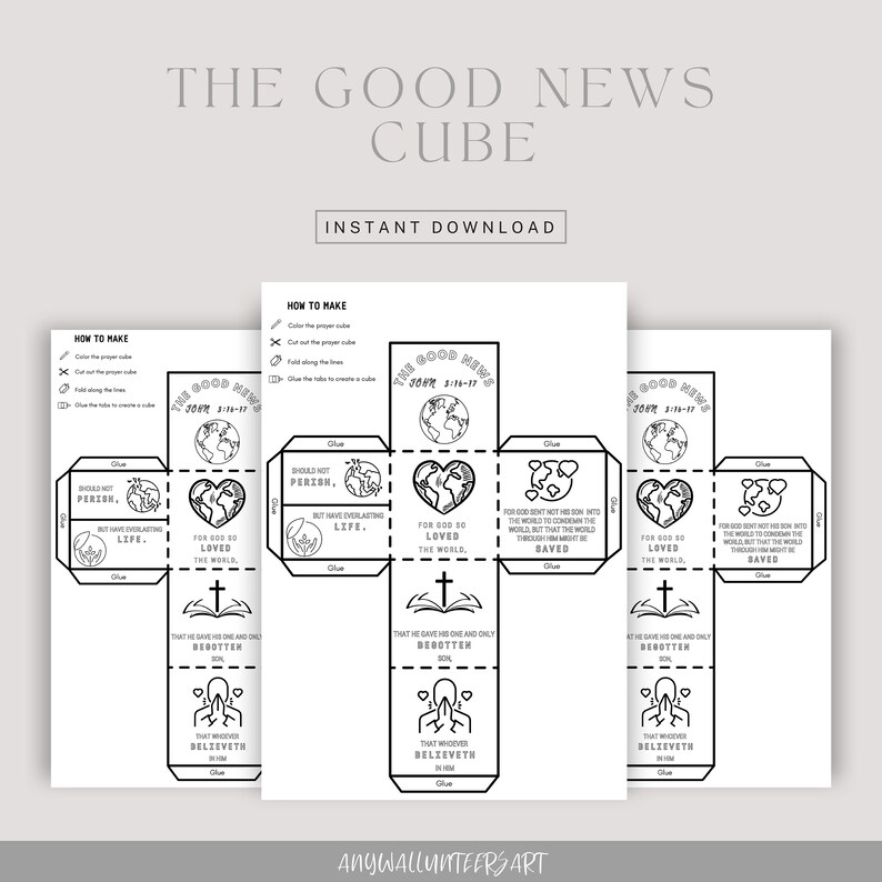 The Good News Coloring Cube, Printable Sunday School Craft, Bible ...