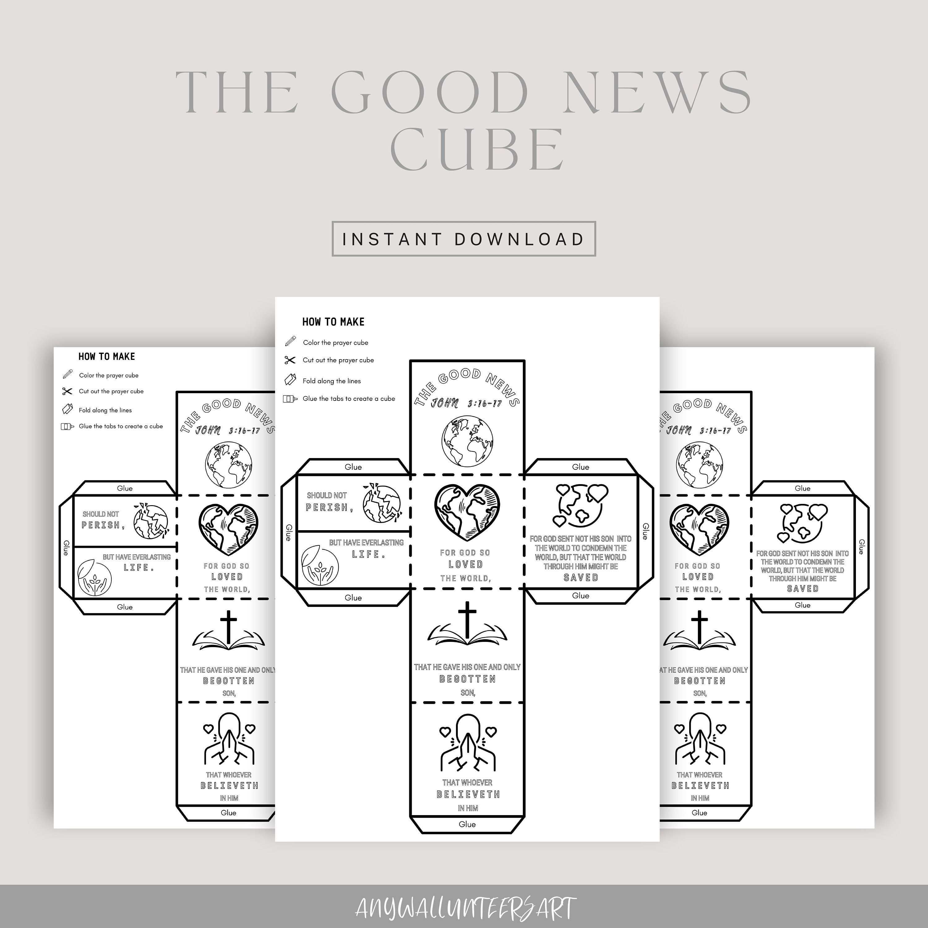 The Good News Coloring Cube, Printable Sunday School Craft, Bible ...